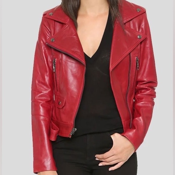 Jackets & Coats | Red Leather Motorcycle Jacket | Poshmark